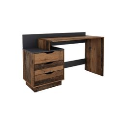 ByLiving Schreibtisch BELFAST, Breite 138 cm, Old Wood (Altholz-Optik)/anthrazit