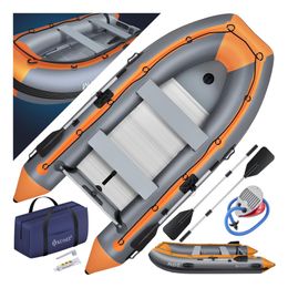 Kesser&reg; Schlauchboot 3,20 m f&uuml;r 4 Personen - WAVE Motor geeignet Freizeitboot Paddelboot Motorboot Angelboot - mit 2 Sitzb&auml;nken - Alu-Boden Paddel Pumpe Reparaturset & Tasche aufblasbar PVC
