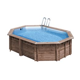 GRE Massivholzpool-Set 'Bambu' 535 x 335 x 130 cm mit Leiter und Sandfilter