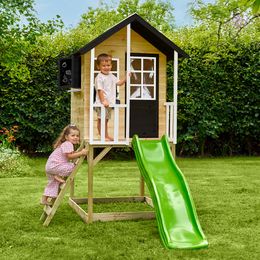 Spielhaus 'Holli 1' naturfarben/schwarz mit Rutsche 270 x 148 x 224 cm