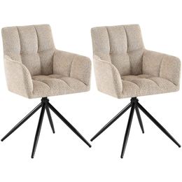 CLP Esszimmerst&uuml;hle 2er Set, Sessel Jonah drehbar mit Armlehnen, moderne Drehst&uuml;hle mit Stoff f&uuml;r Wohnzimmer, bis 150 kg belastbar