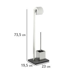 Wenko Stand WC-Garnitur 'Slate Rock' 2-in-1 schieferfarben/edelstahlfarben