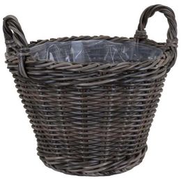 Pflanzkorb Polyrattan braun &Oslash; 34 x 37 cm