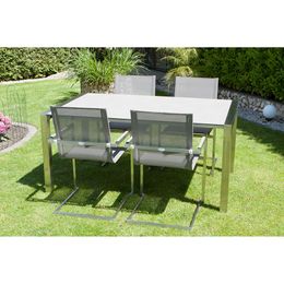 Garden Pleasure Gartenm&ouml;belset 'Sienna' f&uuml;r 4 Personen Edelstahl