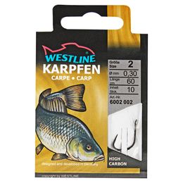 Westline Karpfenhaken schnurgebunden schwarz 10 St&uuml;ck Gr. 2