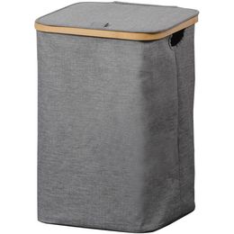 W&auml;schebox Kesper, grau, B:33cm H:50cm T:33cm, Bambus, Polyester, W&auml;schesammler, W&auml;schebox, mit Klappe