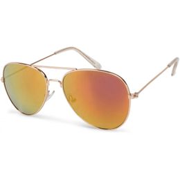 Pilotenbrille styleBREAKER "Kinder Pilotenbrille 4 bis 10 Jahre", Jungen, orange (gestell gold, glas orange, rot verspiegelt), Modisch, Sonnenbrillen
