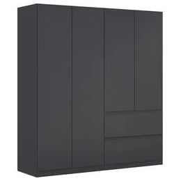 Dreht&uuml;renschrank Rauch "Kleiderschrank Schrank Garderobe COSTA in den Breiten 91/136/181 cm", graumetallic, eingriffe graumetallic, B:181cm H:197cm T:54cm, Holzwerkstoff, Schr&auml;nke, Dreht&uuml;renschrank, viel Platz, grifflose Front und Push-to-Open Funktion MADE IN GERMANY