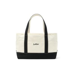 Shopper LEGER "Sheila Bag", Damen, Gr. B/H/T: 36cm x 20cm x 16cm, ecru, schwarz, Baumwolle, unifarben mit Farbeinsatz, Taschen Shopper, Damen Tragetasche mit Kontrastbesatz