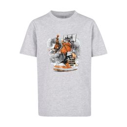 T-Shirt MisterTee "MisterTee Herren Kids Vintage Ballin Tee", Jungen, Gr. 158/164, erdgrau, 100% Baumwolle, bedruckt, relaxed fit, Rundhals, Shirts T-Shirt
