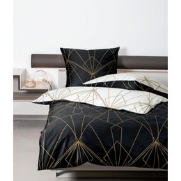 Wendebettw&auml;sche Janine "J. D. 87054", braun (bronzebraun, schwarz), B/L: 155cm x 200cm, 1 Stk., 1 Stk., Mako-Satin, B/L: 80cm x 80cm, 2 Stk., Mako-Satin, Obermaterial: 100% Baumwolle, Bettw&auml;sche, Wendebettw&auml;sche, Bettw&auml;sche aus Baumwolle mit grafischem Muster, Markenrei&szlig;verschluss