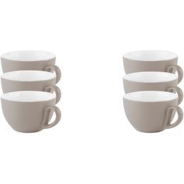 Cappuccinotasse APS "6er Set Cappuccino Tassen -SNUG-", grau, H:6,5cm &Oslash;:10,5cm, Porzellan, Trinkgef&auml;&szlig;e, Cappuccinotasse, f&uuml;r Hei&szlig;getr&auml;nke aller Art geeignet
