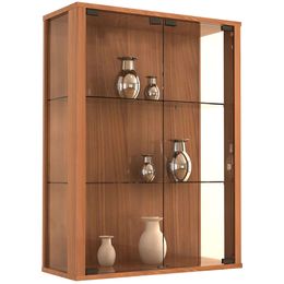 Wandregal Vcm "Wandvitrine H&auml;ngevitrine Glasvitrine Glas Udina M", braun (kern, nussbaum), B:60cm T:25cm, Regale, Wandregal