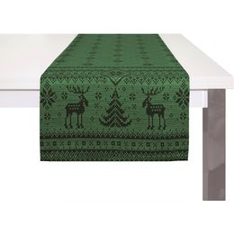 Tischl&auml;ufer WIRTH "ROMO", gr&uuml;n (gr&uuml;n, goldfarben), B:50cm L:160cm, Baumwollmischung, Tischdecken