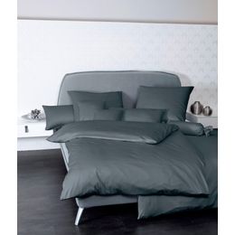 Bettw&auml;sche Janine "Colors", grau (anthrazit), B/L: 240cm x 220cm, 1 Stk., 2 Stk., Mako-Satin, B/L: 80cm x 80cm & 80cm x 80cm, 3 Stk., Mako-Satin, Obermaterial: 100% Baumwolle, Bettw&auml;sche, Bettw&auml;sche, feinf&auml;dige uni Bettw&auml;sche f&uuml;r alle Jahreszeiten, Markenrei&szlig;verschluss