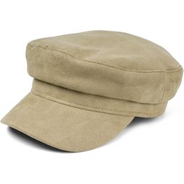 Ballonm&uuml;tze styleBREAKER "Ballonm&uuml;tze Einfarbig Veloursleder Optik", Damen, gr&uuml;n (lindgr&uuml;n), Obermaterial: 100% Polyester PES., Modisch, M&uuml;tzen