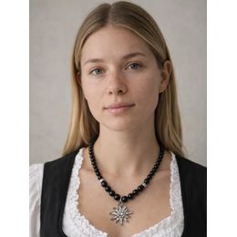 Allg&auml;u Rebell Collier ALLG&Auml;U REBELL "Heidi", Damen, Gr. onesize, Glas, schwarz, Basic, Halsketten Collier, mit Edelwei&szlig; Anh&auml;nger
