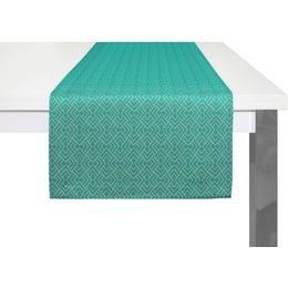 Tischl&auml;ufer Adam "Graphic Ventus" Gr. 1, blau (petrol), B:50cm L:150cm, Bio-Baumwolle, Tischdecken