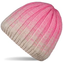Strickm&uuml;tze styleBREAKER "Strickm&uuml;tze Farbverlauf mit Thermo-Fleece", Damen, beige (beige, rosa), 84% Polyacryl PAN. 9% Polyamid PA. 7% Polyester PES., Modisch, M&uuml;tzen Strickm&uuml;tze