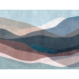 Livingwalls Fototapete LIVING WALLS "The Wall", blau (blau braun), B:4m L:3m, Vinyl, Vlies, Tapeten, Fototapete Landschaft Tapete Abstrakt Tapeten modern Design Wandtapete