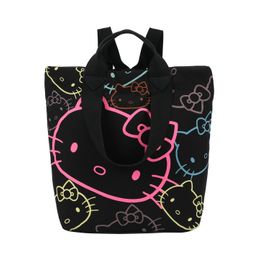 Cityrucksack Fritzi aus Preussen "JU Limited Outline", Gr. B/H/T: 17cm, schwarz, Nylon, bedruckt, Rucks&auml;cke Cityrucksack, im tollen Hello Kitty-Prints