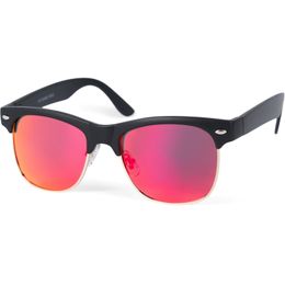 Wayfarer styleBREAKER "Kinder Sonnenbrille Ovale Gl&auml;ser", Jungen, rot (gestell schwarz, gold, glas orange, rot verspiegelt), Modisch, Sonnenbrillen