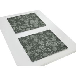 Platzset Adam "Flower Cuv&eacute;e" Gr. 1, gr&uuml;n (olive), B:40cm L:50cm, Obermaterial: 100% Baumwolle, Platzsets, GOTS organic,zertifiziert durch CERES 0242,Made in Germany