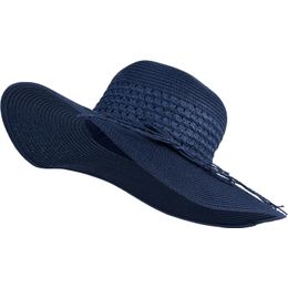 Sonnenhut styleBREAKER "Gro&szlig;er Sonnenhut mit Hutband und Schleife Strohhut", Damen, blau (dunkelblau), Obermaterial: 80% Papierstroh PAS. 20% Polyester PES., H&uuml;te