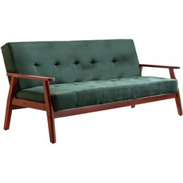 Schlafsofa Salesfever "Skagen 3-Sitzer Sofa", gr&uuml;n (tannengr&uuml;n), B:190cm H:81cm T:85cm, 100% Polyester, Gestell Eukalyptus, Sofas, Schlafsofa, Holzgestell Sofa: Entspannung und Schlaf auf 190cm Breite