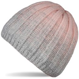 Strickm&uuml;tze styleBREAKER "Strickm&uuml;tze Farbverlauf mit Thermo-Fleece", Damen, grau (grau, rose), 84% Polyacryl PAN. 9% Polyamid PA. 7% Polyester PES., Modisch, M&uuml;tzen Strickm&uuml;tze