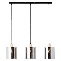 Brilliant Pendelleuchte "Weald", schwarz (schwarz, rauch, holz), 3, Leuchten, H&ouml;he 120 cm, E27, k&uuml;rzbar, Metall/Glas/Holz, schwarz/rauch/holz, Pendelleuchte