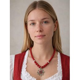 Allg&auml;u Rebell Collier ALLG&Auml;U REBELL "Heidi", Damen, Gr. onesize, Glas, rot, Basic, Halsketten Collier, mit Edelwei&szlig; Anh&auml;nger