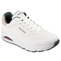 Sneaker Skechers "UNO-SUITED ON AIR", Herren, Gr. 41, wei&szlig;, gr&uuml;n, Lederimitat, Veloursleder, kontrastfarbene Details, Schuhe Sneaker, Freizeitschuh, Halbschuh, Schn&uuml;rschuh mit modischer Keilsohle