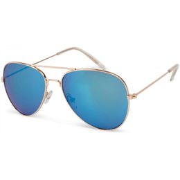 Pilotenbrille styleBREAKER "Kinder Pilotenbrille 4 bis 10 Jahre", Jungen, blau (gestell gold, glas blau verspiegelt), Modisch, Sonnenbrillen
