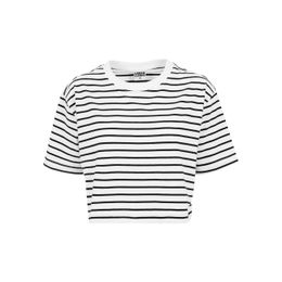 Kurzarmshirt Urban Classics "Urban Classics Damen Ladies Short Striped Oversized Tee", Damen, Gr. S, wei&szlig;, schwarz, 100% Baumwolle, gestreift, oversize, Rundhals, Shirts