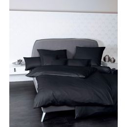 Bettw&auml;sche Janine "Colors", schwarz, B/L: 240cm x 220cm, 1 Stk., 2 Stk., Mako-Satin, B/L: 80cm x 80cm & 80cm x 80cm, 3 Stk., Mako-Satin, Obermaterial: 100% Baumwolle, Bettw&auml;sche, Bettw&auml;sche, feinf&auml;dige uni Bettw&auml;sche f&uuml;r alle Jahreszeiten, Markenrei&szlig;verschluss