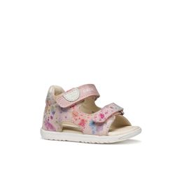 Lauflernschuh Geox "B SANDAL MACCHIA GIR", Baby, Gr. 21, rosa, multi, Leder, Lederimitat, kontrastfarbene Details, festlich, Schuhe Lauflernschuh, Babyschuh mit Klettverschluss, Gr&ouml;&szlig;enschablone zum Download