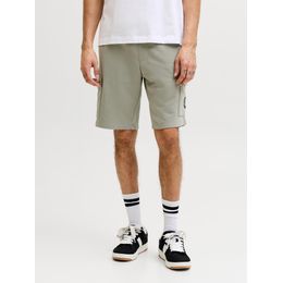 Jack & Jones Sweatshorts JACK & JONES "JPSTGORDON ALLIANCE SWEAT SHORTS", Herren, Gr. L, N-Gr, vetiver, angeraute Sweatware, Obermaterial: 60% Baumwolle, 40% Polyester, unifarben, regular fit, Hosen Sweatshorts