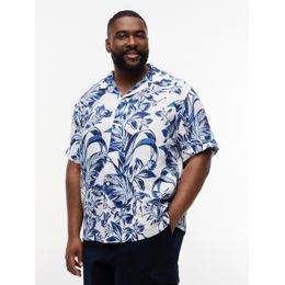 Tommy Hilfiger Big & Tall Kurzarmhemd "BT-LINEN FLORAL AOP", Herren, Gr. 4XL, N-Gr, wei&szlig;, allover, Web, Obermaterial: 100% Leinen, TOMMY HILFIGER BIG & TALL, regular fit normal, Hemden, Leinenhemd, regular fit, Gro&szlig;e Gr&ouml;&szlig;en