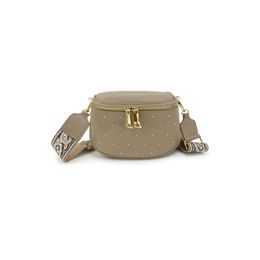 Schultertasche Harpa "LUCY", Damen, Gr. B/H/T: 22cm x 13cm x 22cm, braun, Leder, unifarben, Taschen Schultertasche, mit goldfarbenen Nieten