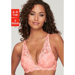 Push-up-BH Petite Fleur, Damen, Gr. 70, Cup B, apricot, wei&szlig;, Spitze, Obermaterial: 60% Polyamid, 35% Polyester, 5% Elasthan, BHs Push-up-BH, in High Apex Schnittform, Dessous, Topseller