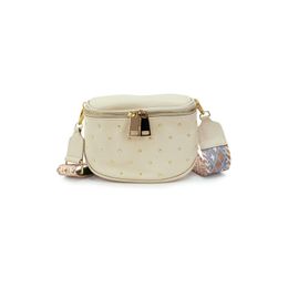 Schultertasche Harpa "LUCY", Damen, Gr. B/H/T: 22cm x 13cm x 22cm, beige, goldfarben, Leder, unifarben, Taschen Schultertasche, mit goldfarbenen Nieten