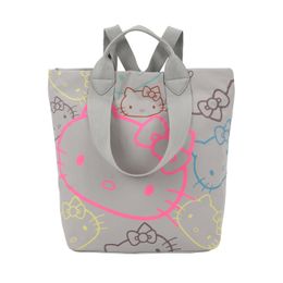Cityrucksack Fritzi aus Preussen "JU Limited Outline", Gr. B/H/T: 17cm, grau (stein), Nylon, bedruckt, Rucks&auml;cke Cityrucksack, im tollen Hello Kitty-Prints