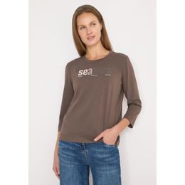 3/4-Arm-Shirt Cecil, Damen, Gr. L (42), urban taupe, Web, 48% Baumwolle, 48% Modal, 4% Elasthan, bedruckt, comfort fit normal, Rundhals, normaler Saum, Shirts 3/4-Arm-Shirt, Jersey
