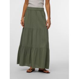 V&eacute;ro Moda Maxirock VERO MODA "VMDICTHE HW MAXI SKIRT WVN GA", Damen, Gr. S, laurel wreath, Web, Obermaterial: 100% Baumwolle, unifarben, lang, R&ouml;cke Maxirock, Baumwolle