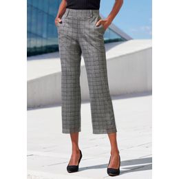 Culotte Lascana, Damen, Gr. 32/34, N-Gr, blau (grau kariert), Obermaterial: 59% Polyester, 35% Viskose, 6% Elasthan, Jacquardmuster, kariert, Basic, 7/8-L&auml;nge, Hosen Culotte, mit Jacquard Strickmuster oder uni schwarz