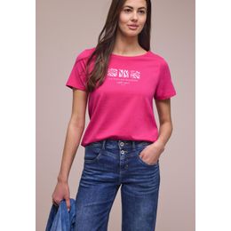 Kurzarmshirt Street One, Damen, Gr. 34, magenta dream, Jersey, Obermaterial: 100% Baumwolle, bedruckt, normal h&uuml;ftbedeckend, Rundhals, abgesteppte Kante, Shirts, Sommershirt mit Print