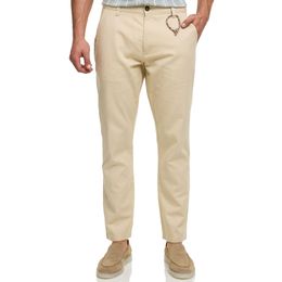 Chinos INDICODE "INMethio Chino", Herren, Gr. 34, L&auml;nge 32, fog, Web, Obermaterial: 86% Baumwolle, 14% Leinen, unifarben, regular fit kn&ouml;chellang, Hosen