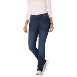 Damen Jeans in Used-Optik blue-stone-washed, Gr&ouml;&szlig;e 20