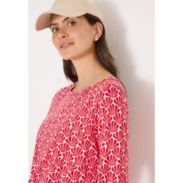 T-Shirt Cecil, Damen, Gr. L (42), glazed apple rot, Jersey, Obermaterial: 50% Baumwolle, 50% Modal, bedruckt, regular fit normal, U-Boot-Ausschnitt, Shirts T-Shirt, mit All-Over Print